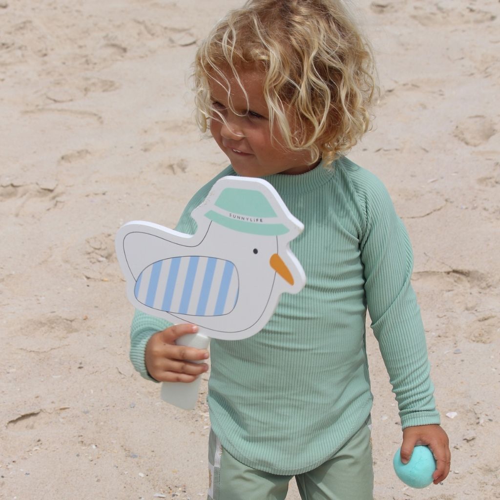 SUNNYLiFE Kids Velcro Beach Bats - Sid the Seagull Blue Stripe | The ...