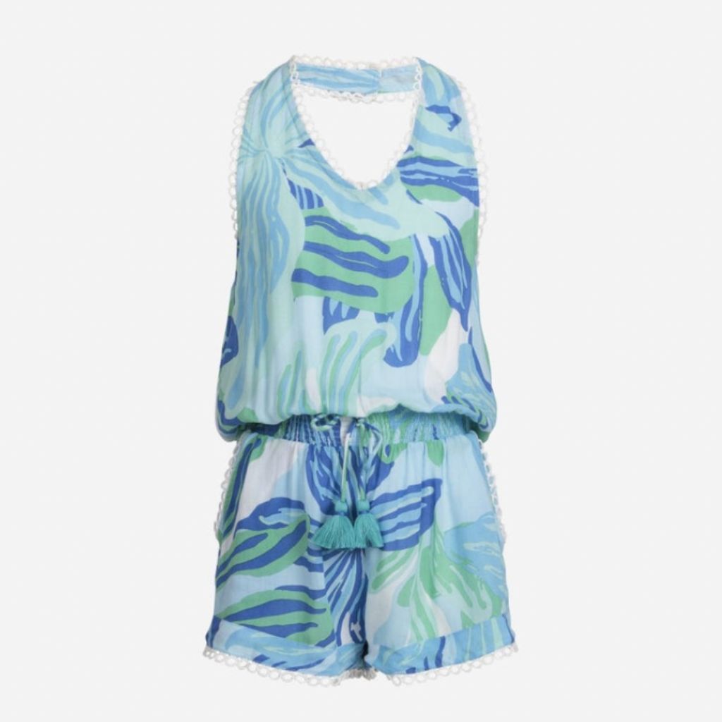 Poupette St Barth Kids Beth Short Jumpsuit in Blue Seaweed | The Little ...