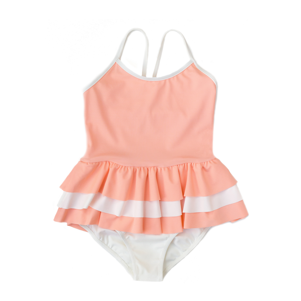 Folpetto Amelia Swimsuit in Peach Pink and Ivory | The Little Sunshine ...