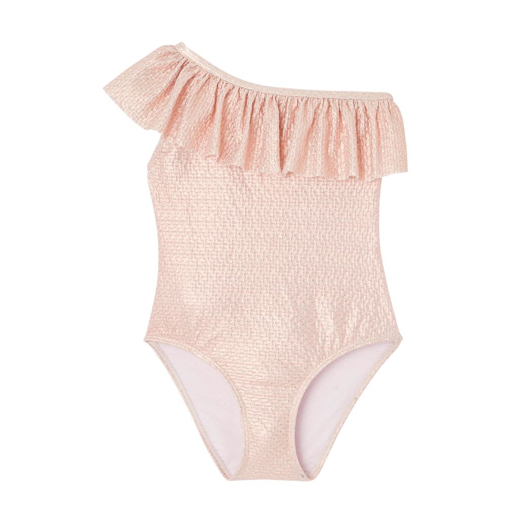 Lison Paris Byblos One Shoulder Swimsuit Pink Gold | The Little ...